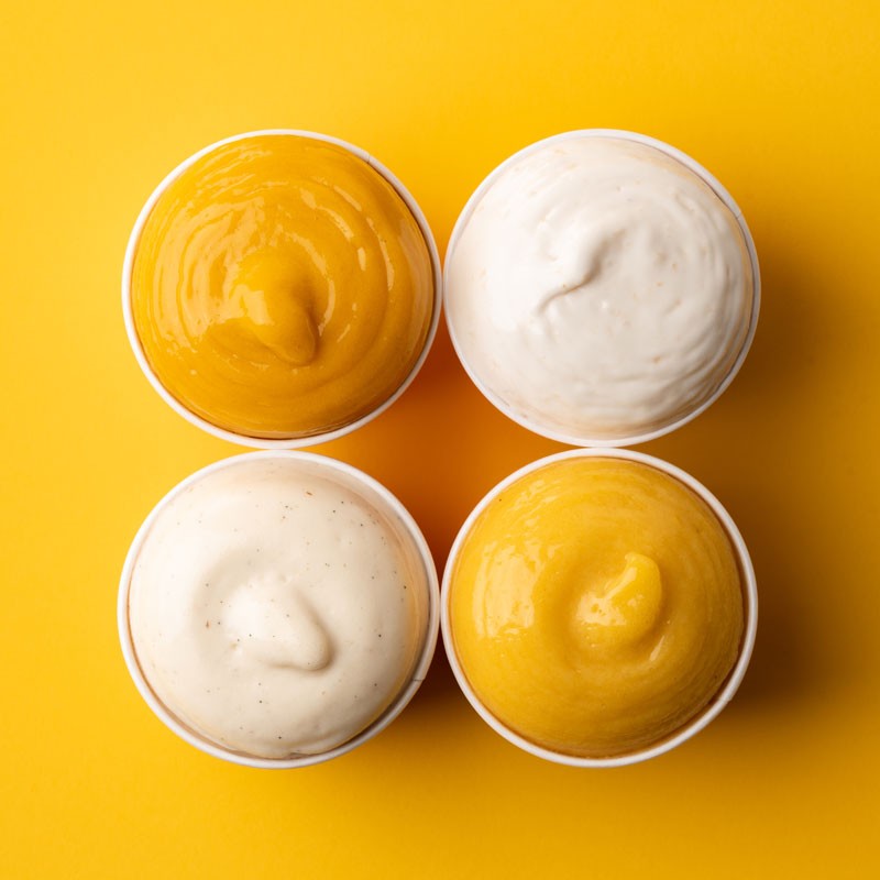 Coffret dégustation de glace et sorbets exotiques.